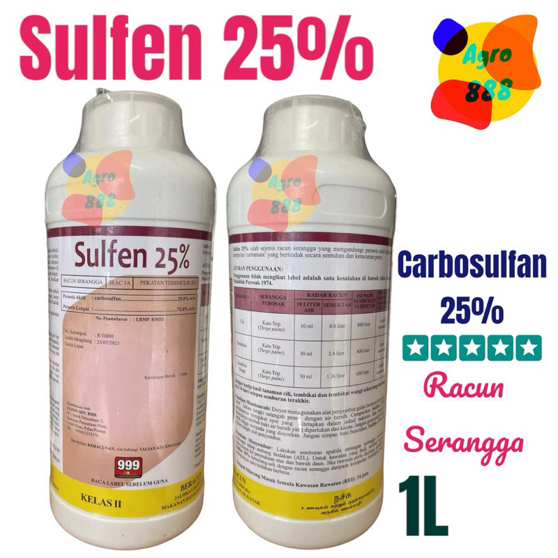 SULFEN 25% 1Liter/Racun Serangga Thrips/Furadan air/Carbosulfan 25% ...