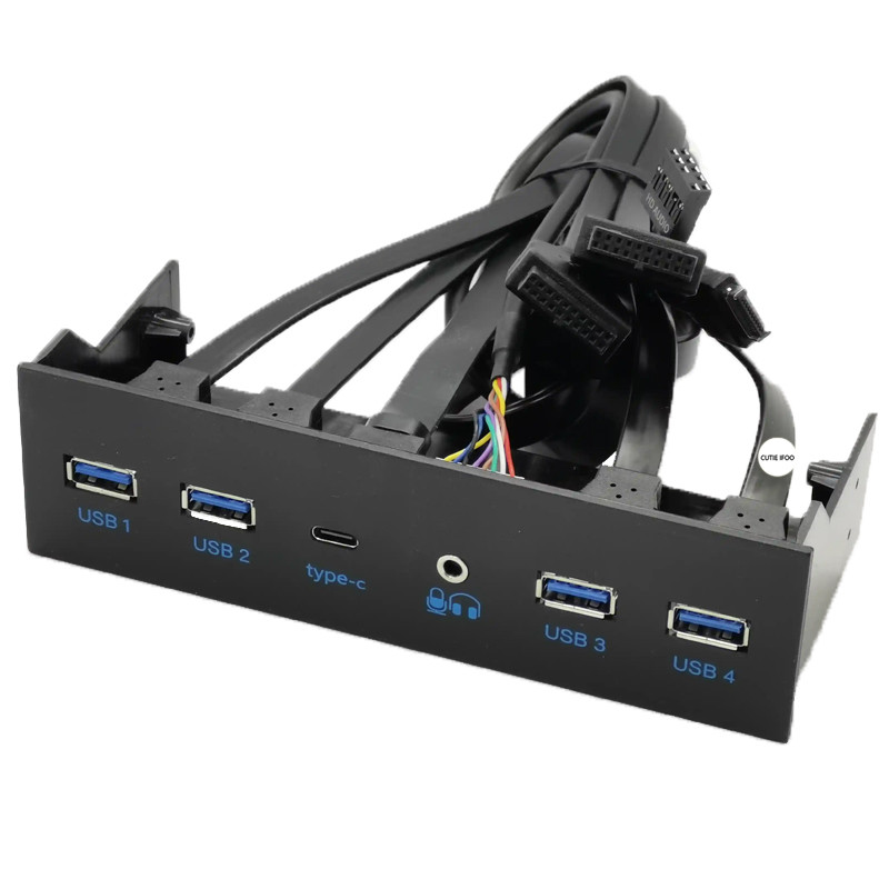 5.25 Inch Chassis Front Bar Panel USB Hub with 4 X USB 3.0 Ports + 1 X ...