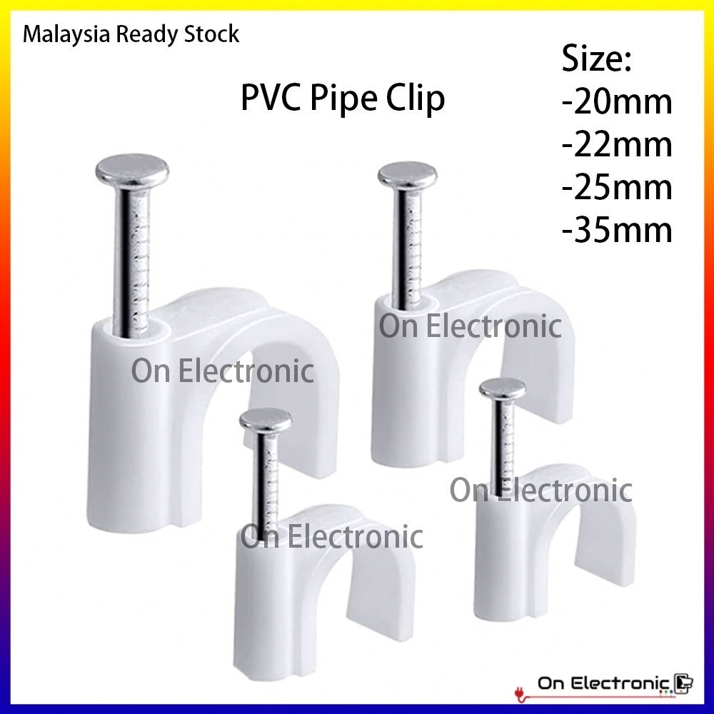 PVC Pipe Wall Clip U Shape Clip Klip Paku PVC Dinding 20mm | Shopee ...