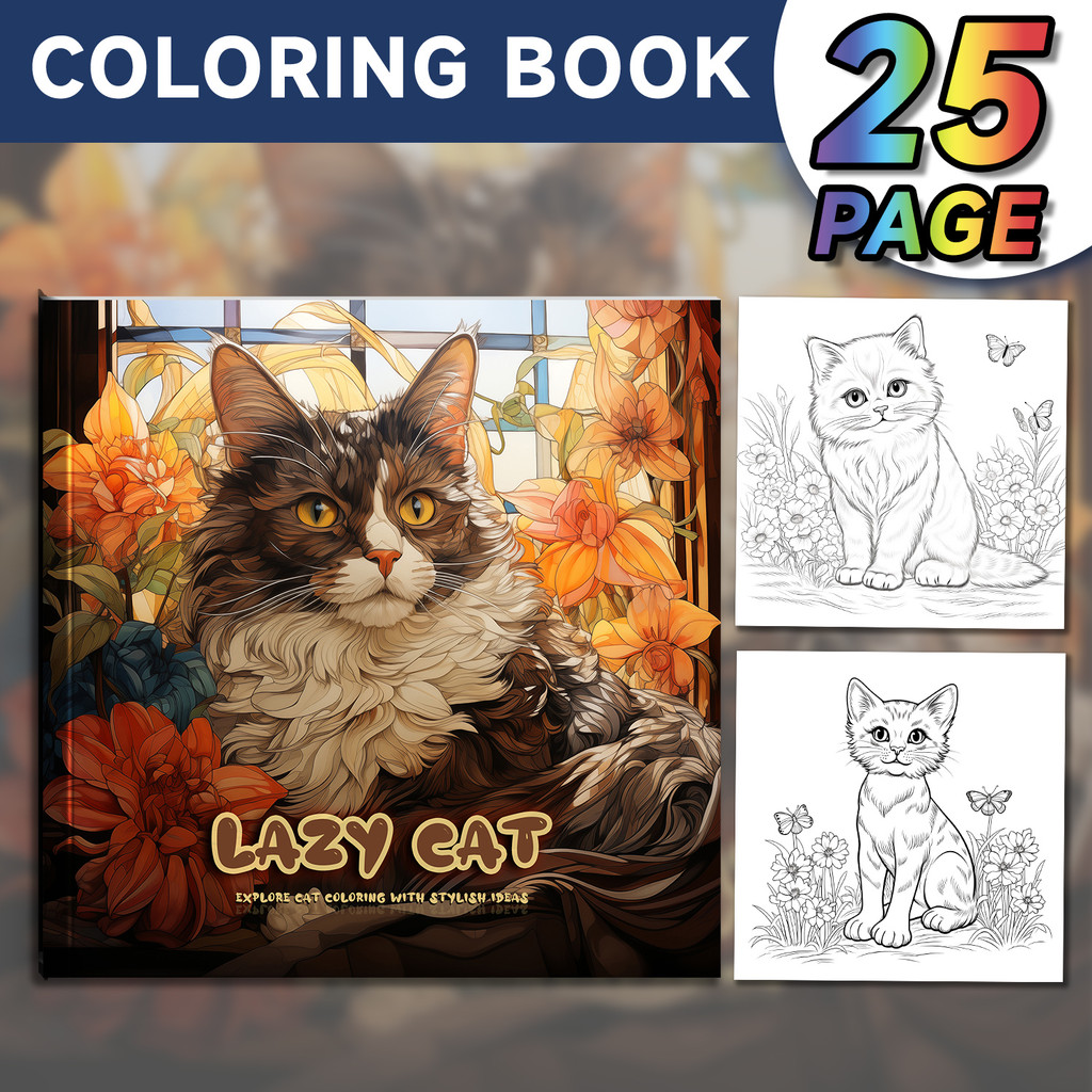 Lazy Cat Coloring Picture Book | Super Cute Cat, Create Exclusive ...