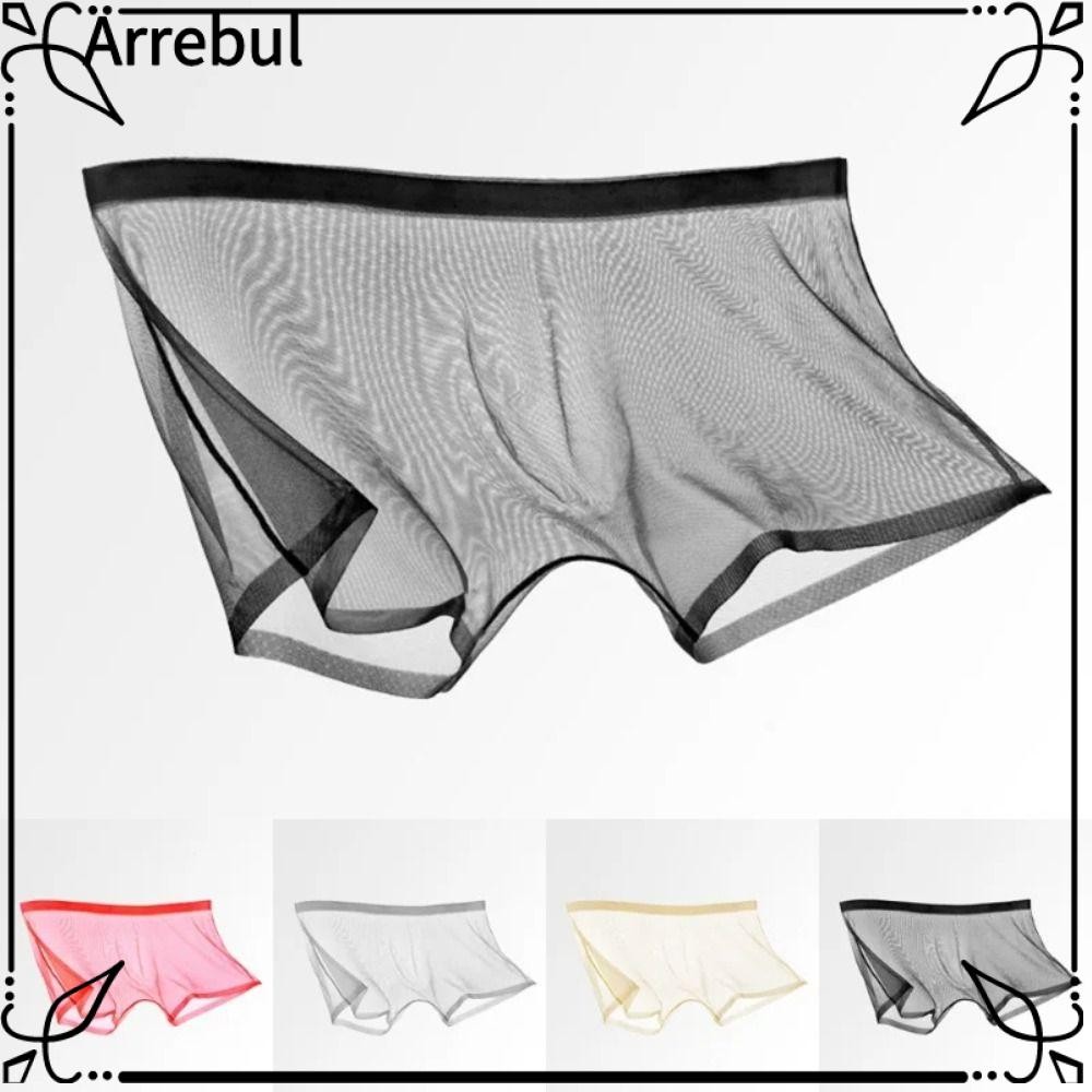 ARREBUL Men's Underwear, Briefs Bulge Ice Silk Transparent Boxers ...