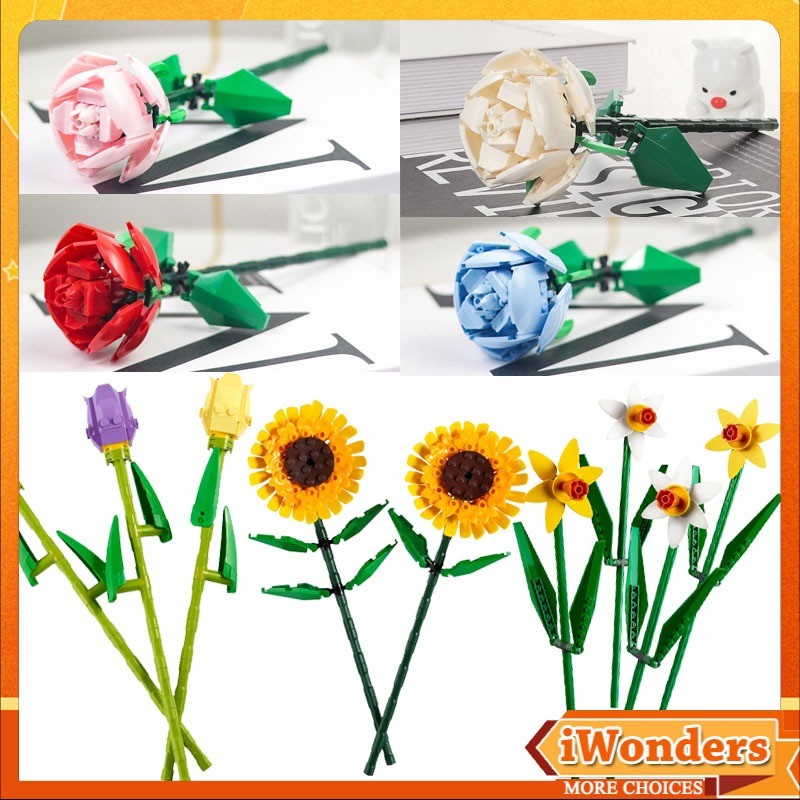 Idea Bouquet Rose Sun Tulip Creative Flower Building Blocks Eternal ...