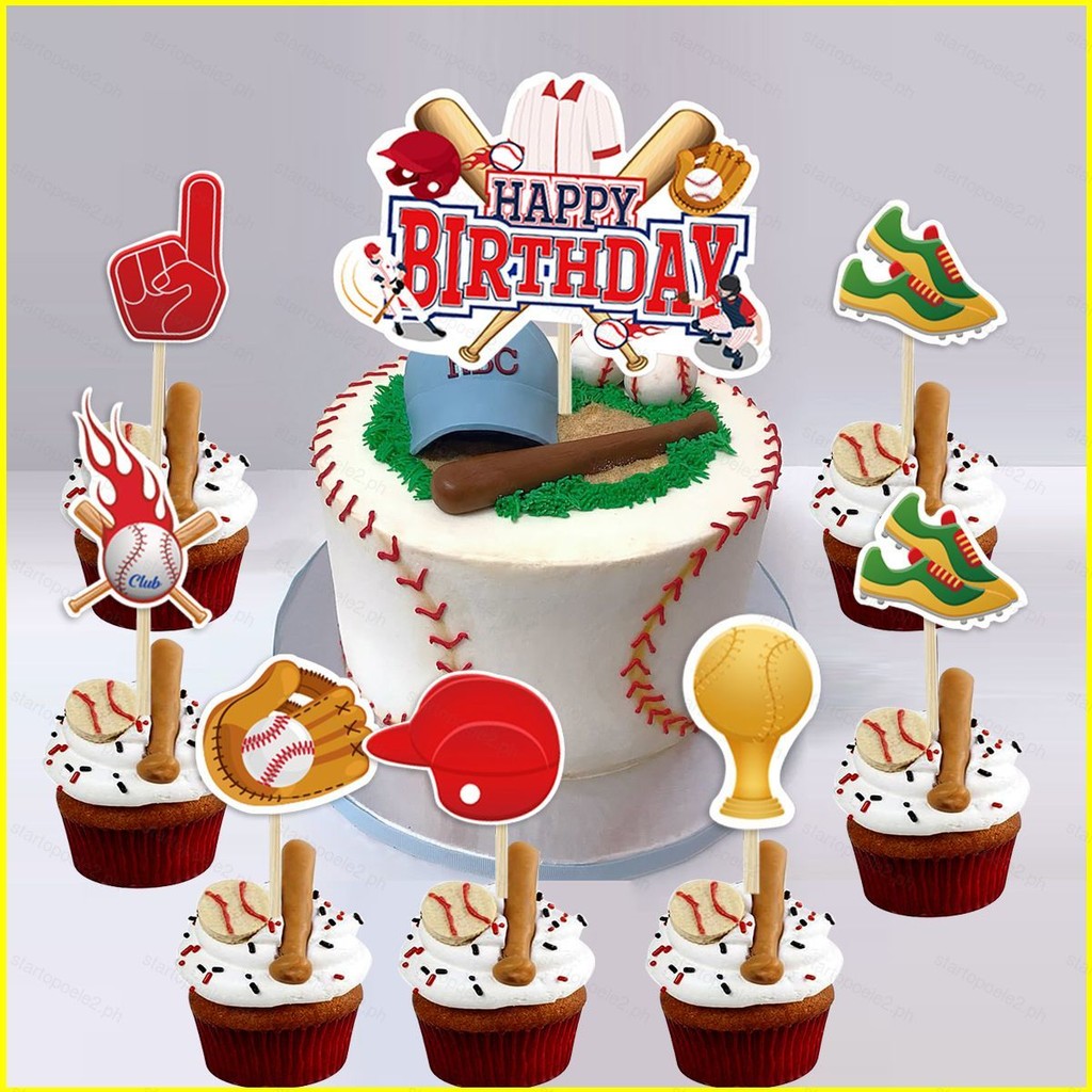 ST2 Baseball Themed Birthday party Cake topper Decorations Gloves Hats ...