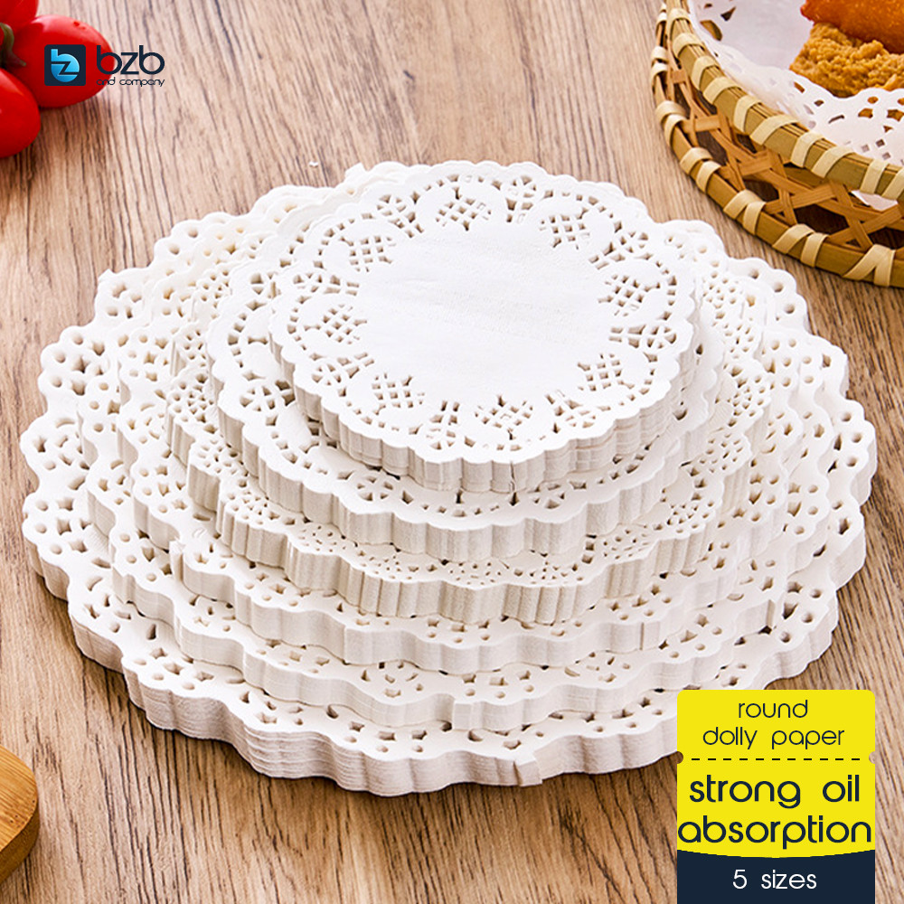 100pcs Flower Lace Round Baking Dolly Doyley Paper Dish Decoration Food ...