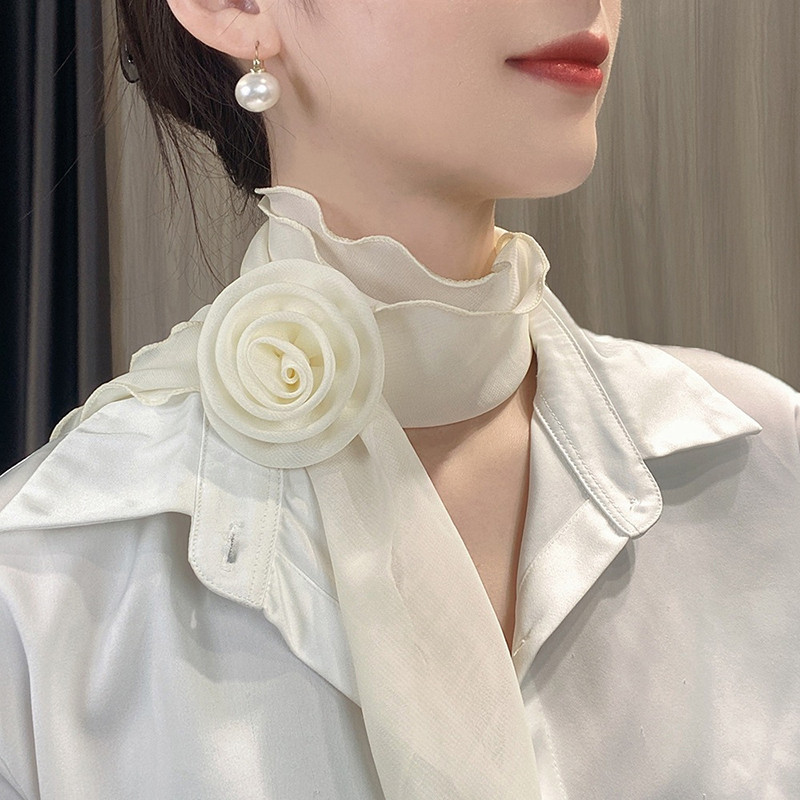 LeeSisters Fashion Rose Flower Silk Scarf Versatile Soft Neckerchief ...