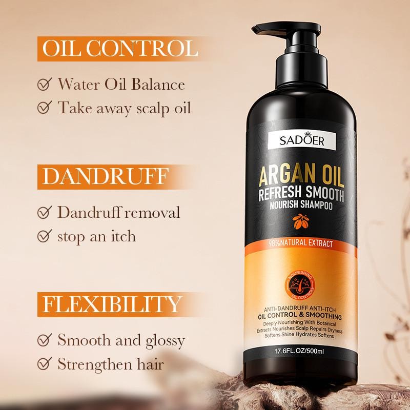 Sadoer Argan Oil Shampoo Anti Dandruff 500ml - Nourishing, Moisturizing & Itch Relief | Shopee ...