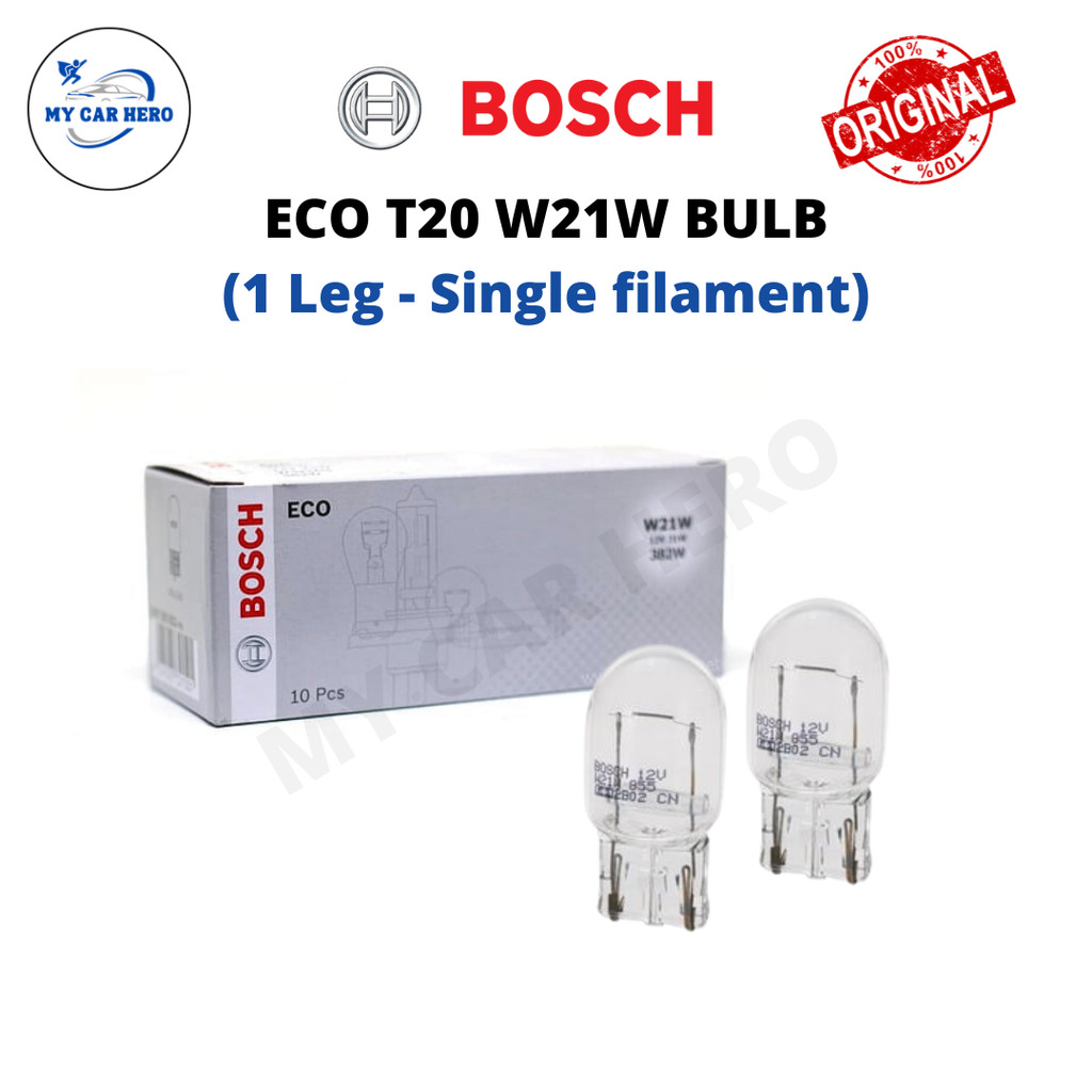 BOSCH Eco T20 (1 Leg - Single Filament) W21W 12V 21W W3x16d Bulb Yellow ...