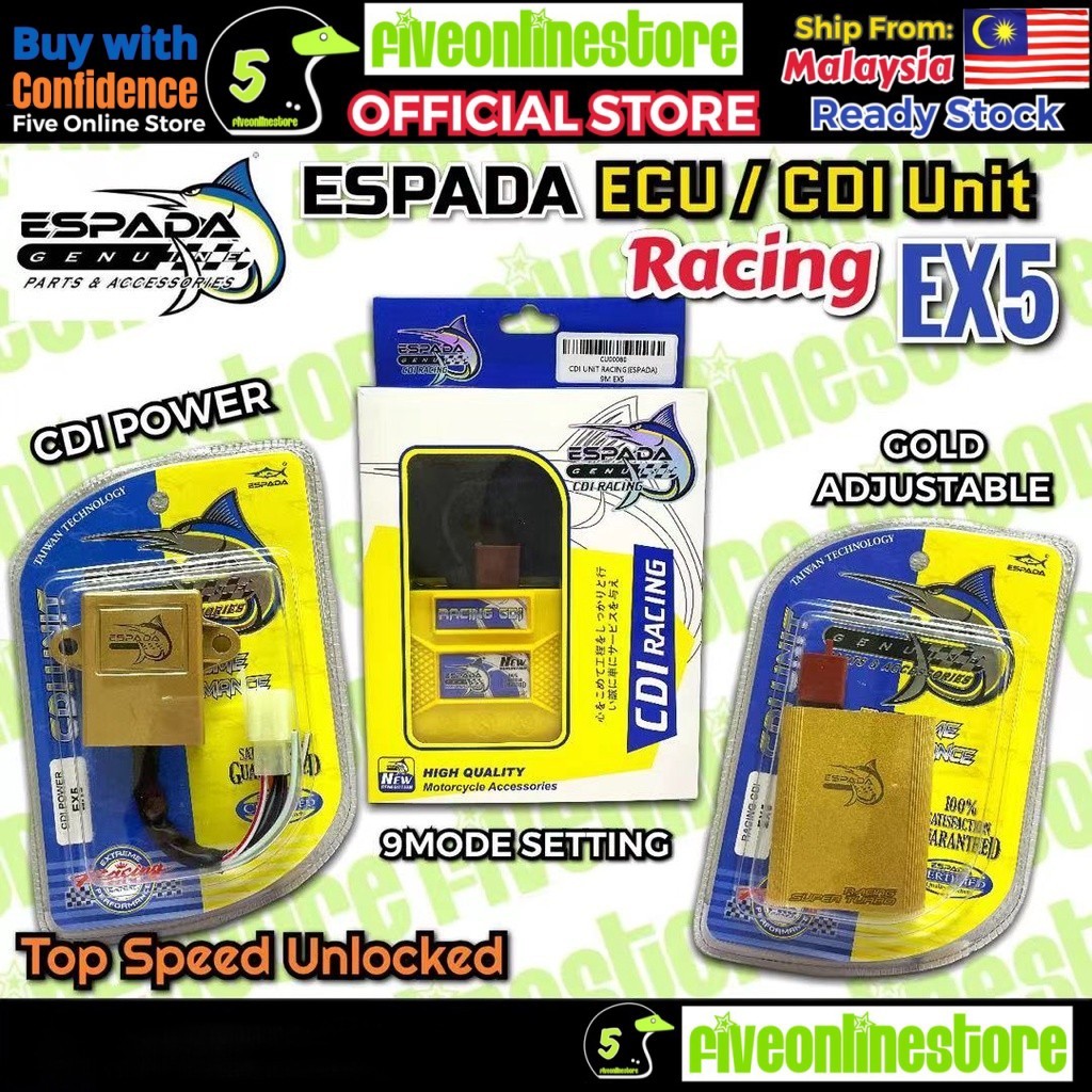 Espada ECU CDI Unit Racing 5 pin EX5 / Wave100 / Kriss 1 100 CDI Power ...