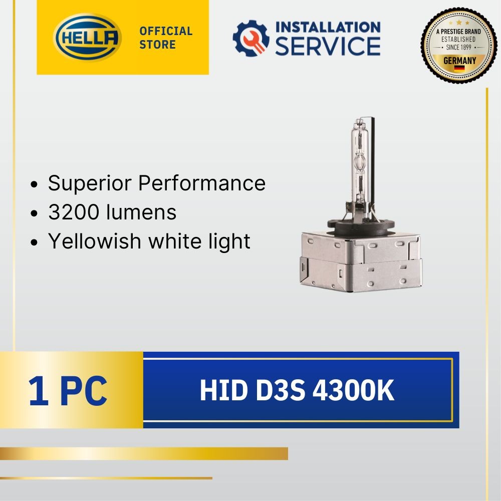 HELLA HID Xenon Headlight Bulb D3S 4300K 8GS 178 560 831 (Single bulb ...