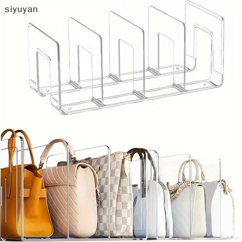 Si Clear Plastic Purse Handbag Organizer 4 Sections Bag Closet Shelf ...