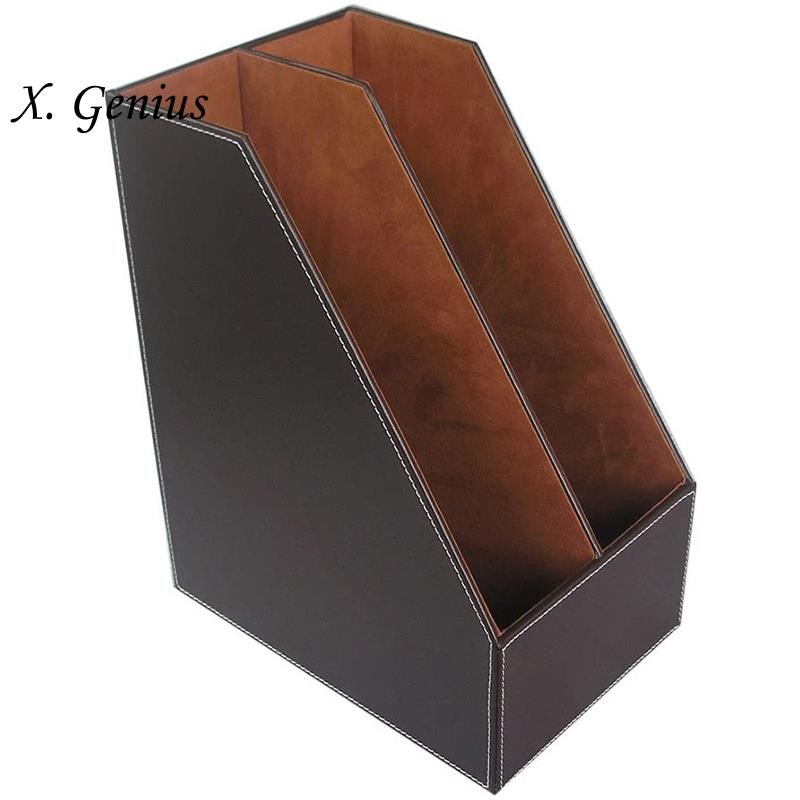PU Leather Desktop File Folder Organizer and Document File Stand ...