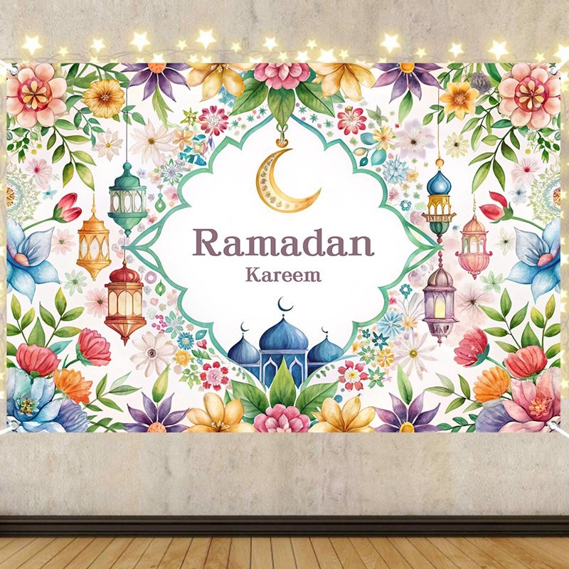 150*100CM Ramadan Kareem Castle Backdrop Hari Raya Decorations 2025 ...
