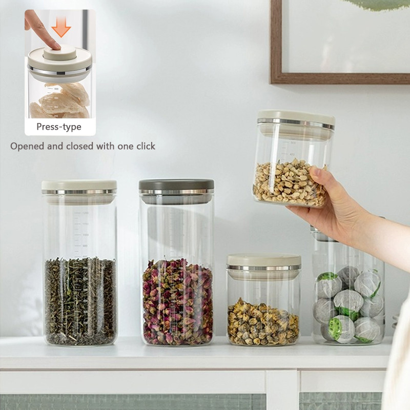 Borosilicate Glass Sealed Can Grains Dry Goods Storage Tank Press Type ...