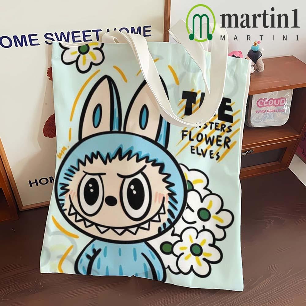 MARTIN1 Labubu Shoulder Bag, Large Capacity Zipper Labubu Canvas Bag ...