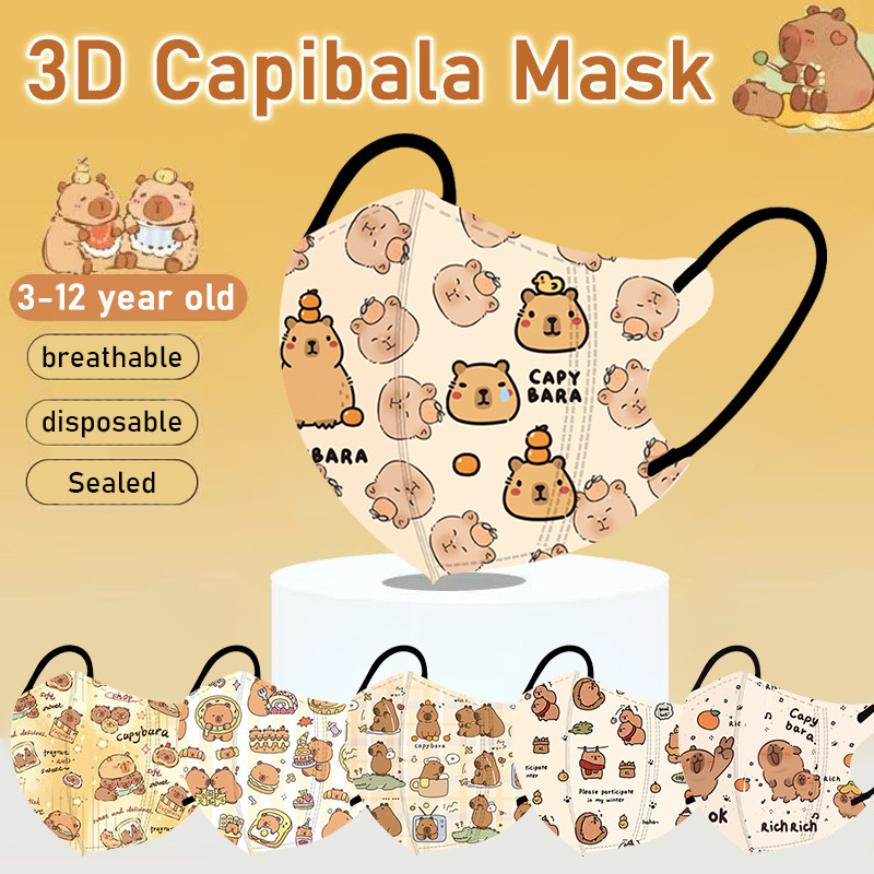 Small Capybara 3-12-Year-Old Children'S Mask 50pcs 3D Kids Mask ...