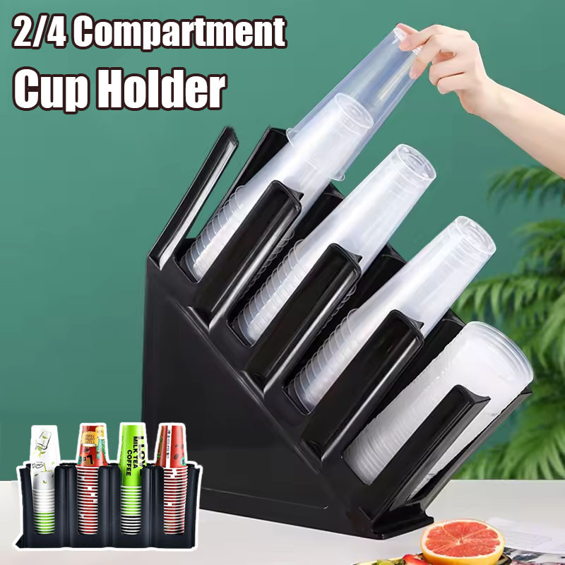 Coffee Shop Paper Cup Holder 4 Compartment Cup&Lid Storage Plastic ...