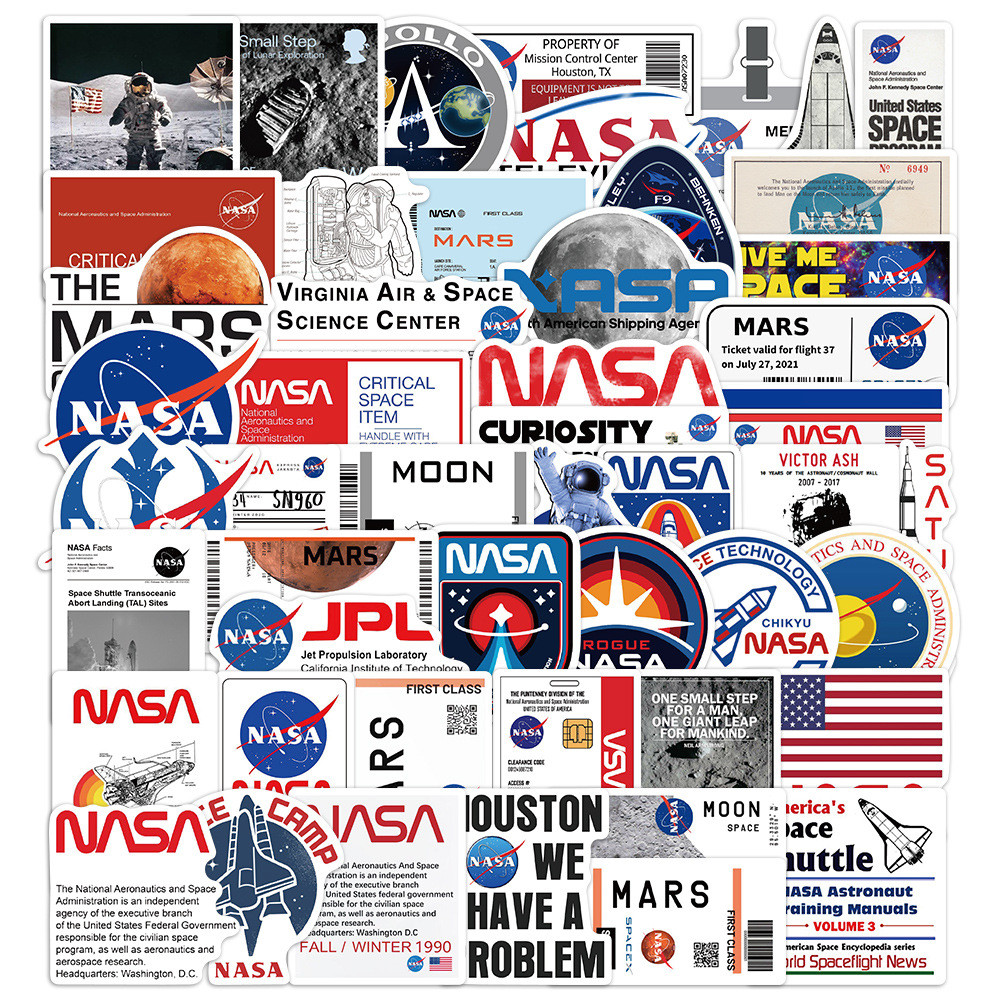 NASA Printing 50 pcs DIY Waterproof Non Repeating Stickers Pack ...