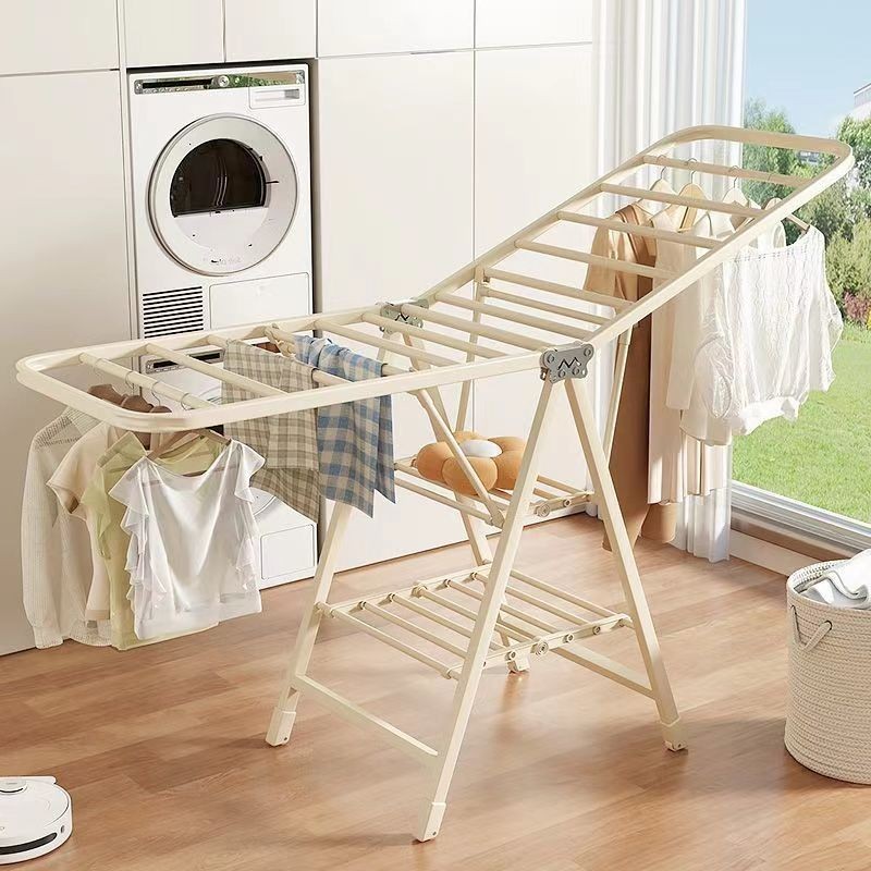 Floor-Standing Folding Clothes Drying Rack For Balcony, Clothes Drying ...