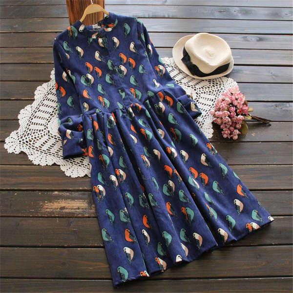 floral dress Musim luruh dan musim sejuk pakaian blaus hutan bunga gaya ...