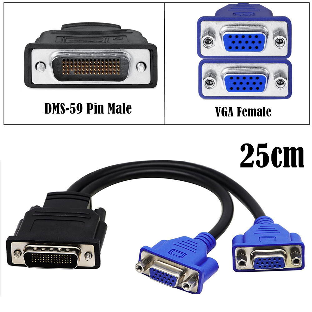 DMS-59 Pin DVI Male to Dual VGA Female Adapter Y-Splitter Cable 25CM For HD Video Monitor PC ...