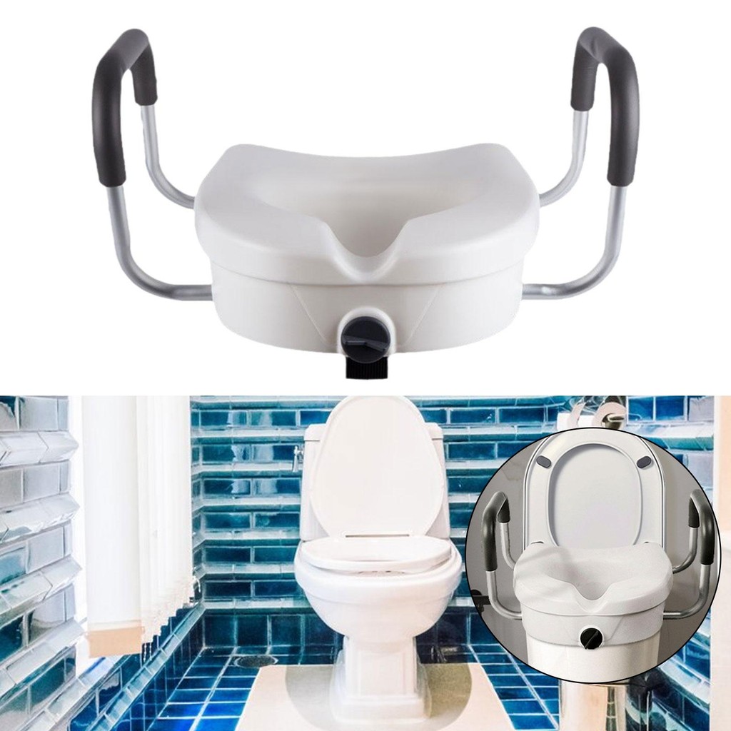 [uguuiya] Closestool Riser with Padded Arms Elevated Toilet with Handle ...