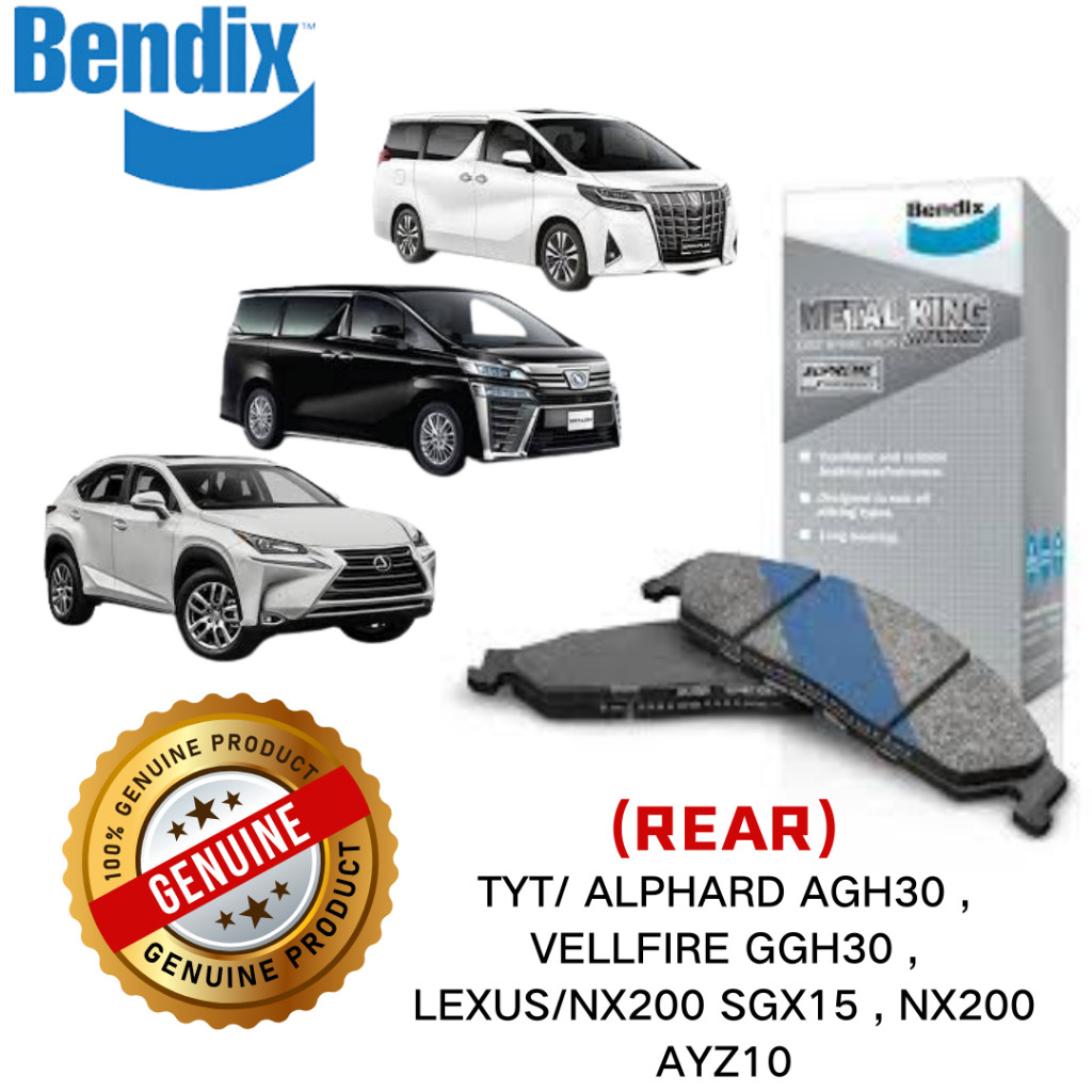 Bendix MKT & GCT Rear Brake Pad Alphard AGH30 Vellfire GGH30 Lexus ...