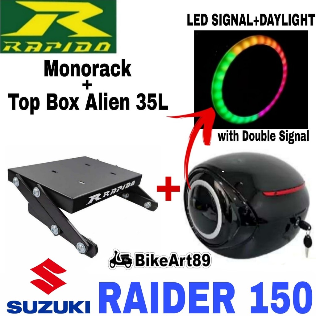 Rapido Monorack Suzuki Raider 150 FI R150 Combo Set with Top Box Alien ...
