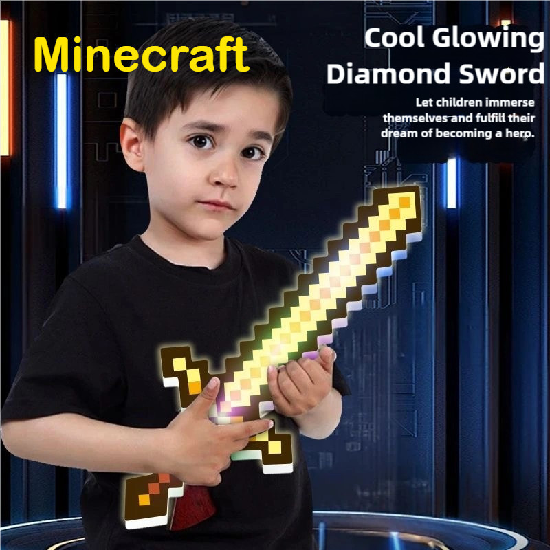 Minecraft Sparkling Diamond Sword and Pick Toy Mosaic Sword Boy ...