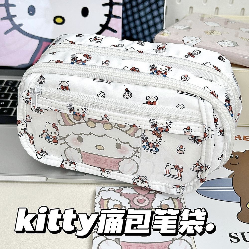 【READT STOCK】可爱Hello Kitty痛包初高中生笔袋高颜值大容量学生文具收纳袋Cute Hello Kitty Pain ...
