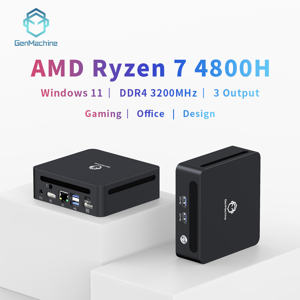 GenMachine Mini PC Ren Series AMD Ryzen 7 4800H Windows 11 Pro 2*DDR4 ...