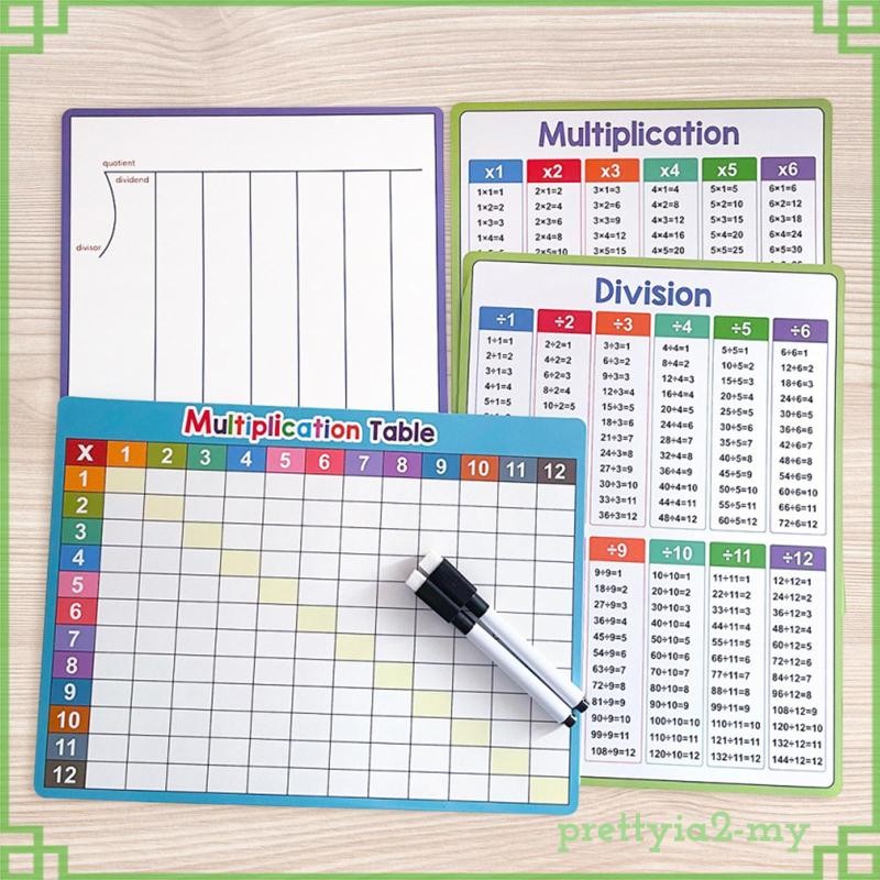 [PrettyiaedMY] 4x Dry Erase Division Multiplication Chart Whiteboard 8 ...