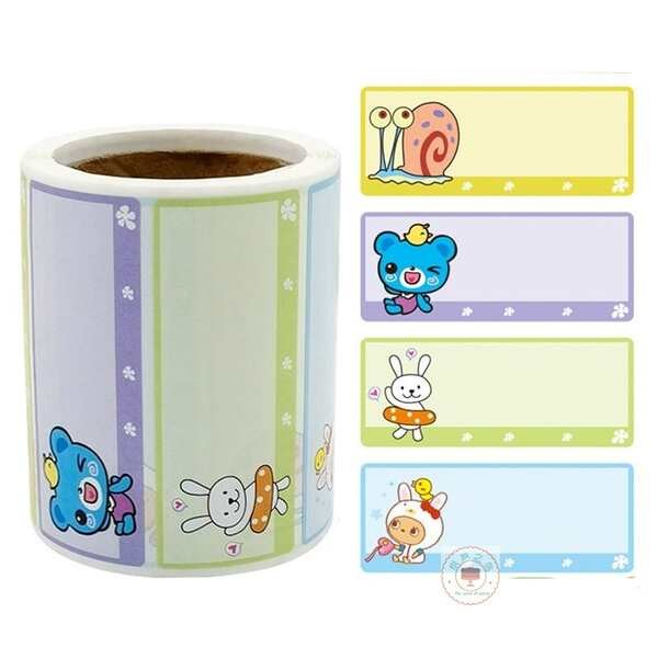 sticker nama waterproof stiker nama sticke Cartoon Cartoon Animal Blank ...
