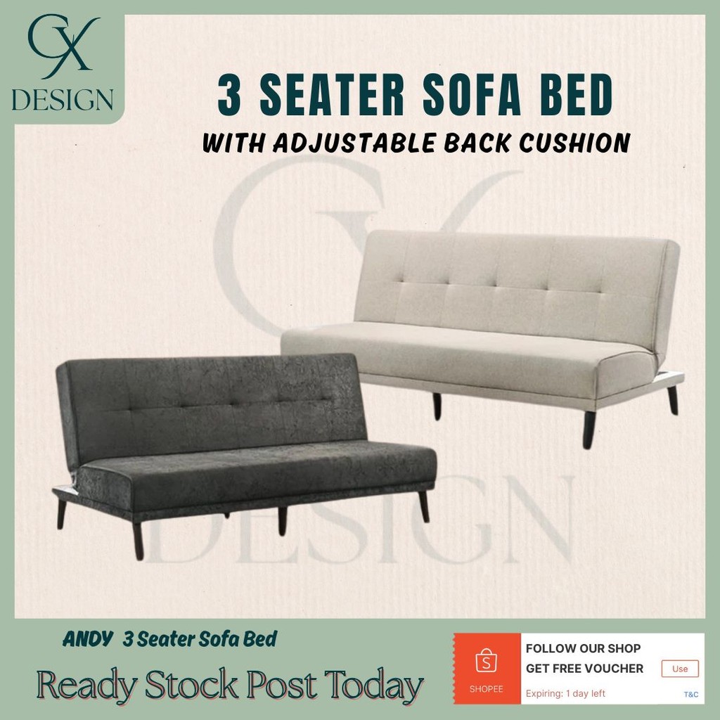 ANDY 5.4FT 3 Seater Sofa Bed / Sofa Lipat / Foldable Sofa Bed | Shopee ...