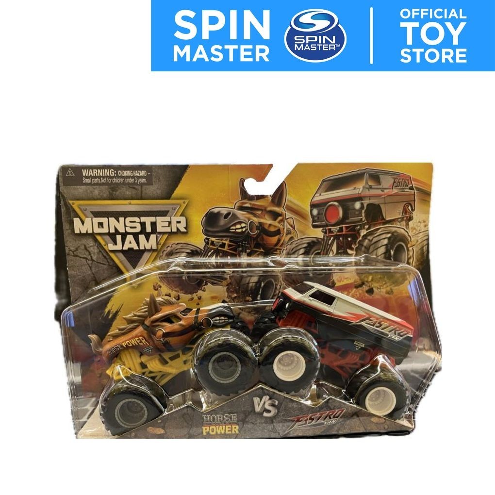 Monster Jam 1:64 2 Packs - Double Down Showdown Fastro Van vs Horse ...