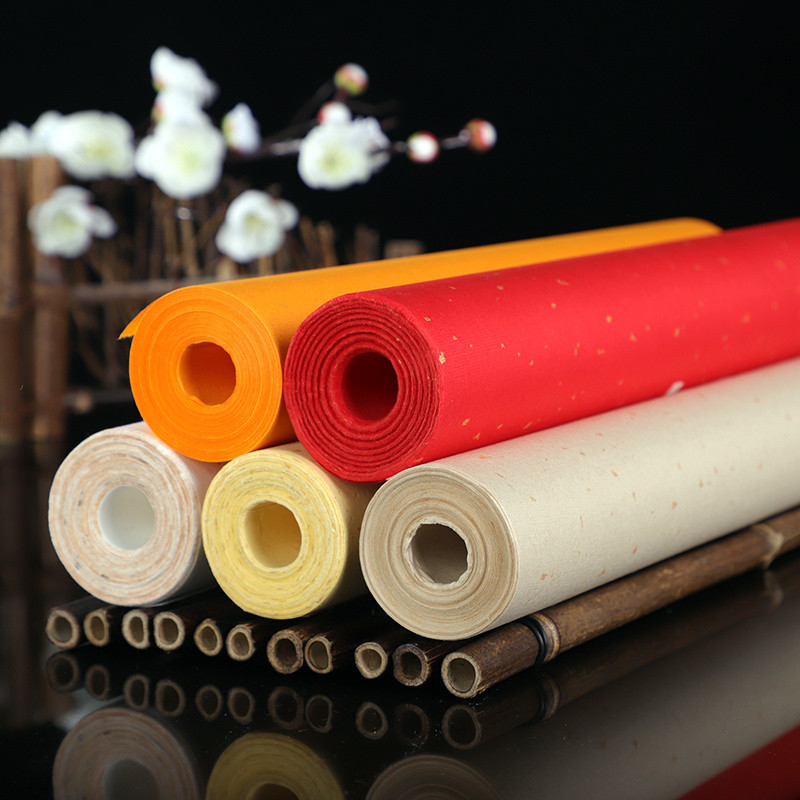 Color Sprinkled Gold Rice Paper Long Roll Calligraphy Works Paper Long ...