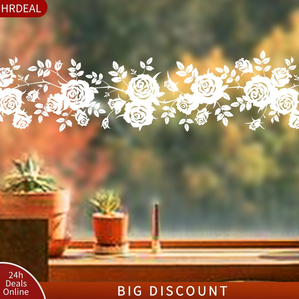 White Flower Rattan Wall Sticker Electrostatic Glass Sticker Shower ...