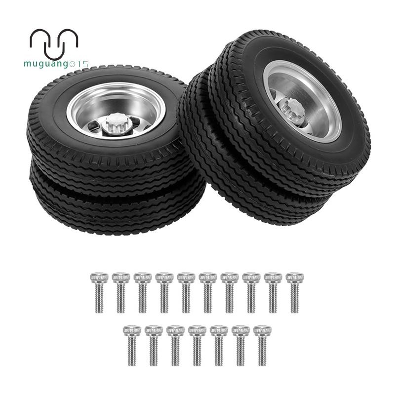 .Rubber Low Loader Wheels Tire Tyre with CNC Aluminum Rims for 1/14 RC ...