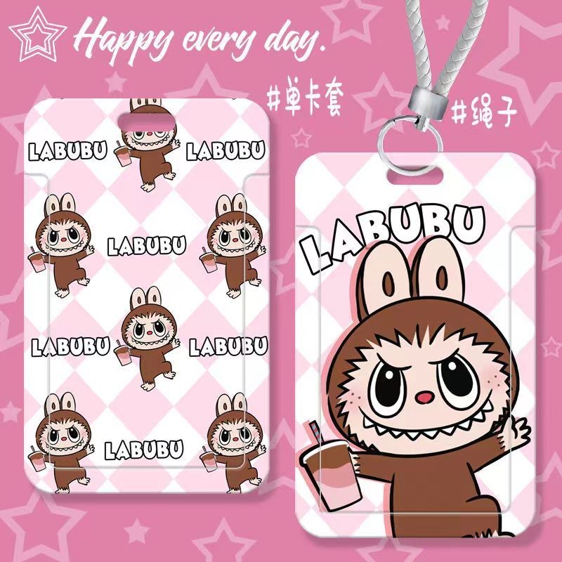 Pop Mart Labubu Cute Name Tag Card Holder Meal Card ID Badge Access Control Card Protector Bag ...