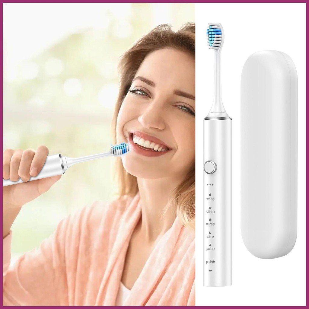 Electric Toothbrush With Pressure Sensor With 8 Brush Heads Round Head ...