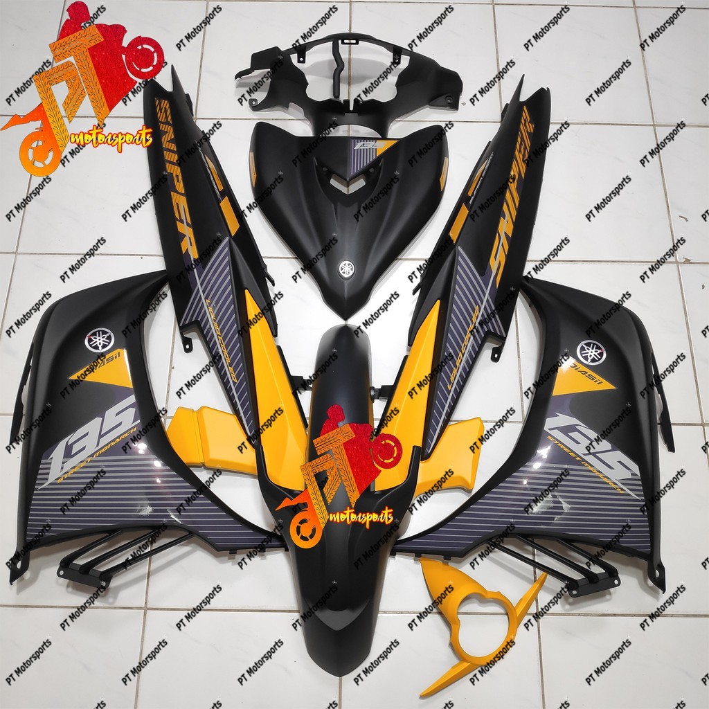 Yamaha Lc 135 Cover Set V2 V3 V4 V5 V6 Matt Black Matt Black Yellow ...