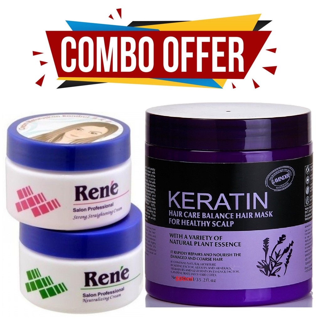 (free hair mask) Rene Hair Strong Straightening Cream + Neutralizer ...
