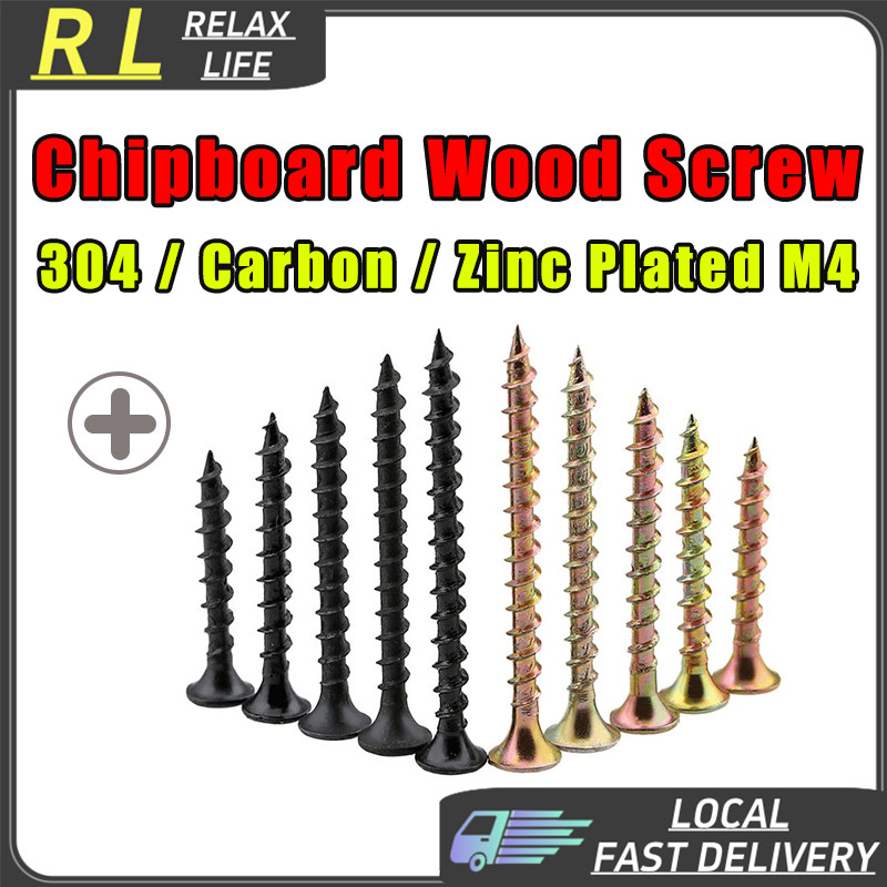 [RL] M4 Self Tapping Screw 304/Carbon/Zinc Dry Wall Flat Head Cross ...