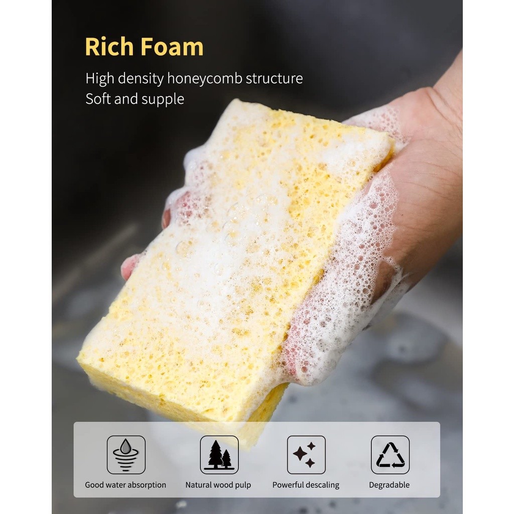 𝗨𝗥𝗕𝗔𝗡𝗛𝗢𝗠𝗘𝗦 Dish Washing Sponge Scouring Pad Natural Wood Pulp Dish Pad ...