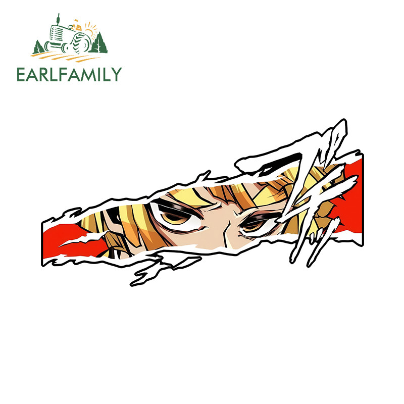 EARLFAMILY 13cm x 12.4cm Demon Slayer Eye Slap Car Sticker Bumper Truck ...