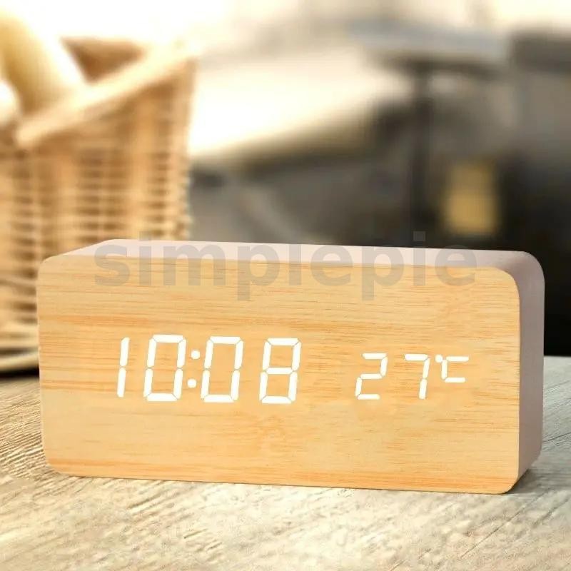 LED Electronic Alarm Clock Time Temperature Display USB + Battery Dual ...