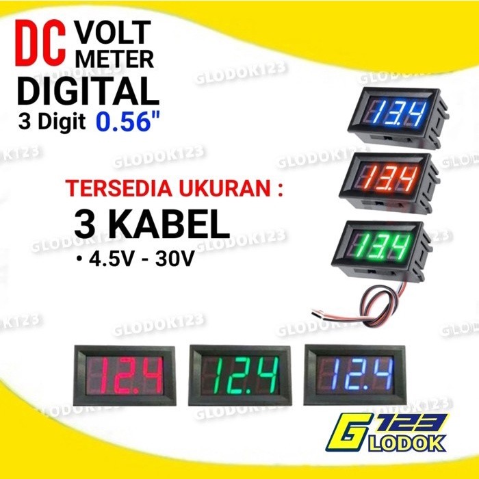 Dc Voltmeter 0.56 Inch 4.5 - 30V Mini Digital LED Volt Meter 3 Cables ...