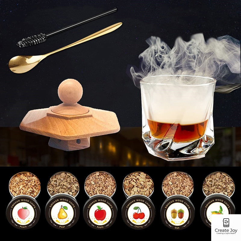 Cocktail Smoker Kit Whiskey kayu asap kayu Hood perokok untuk minuman ...