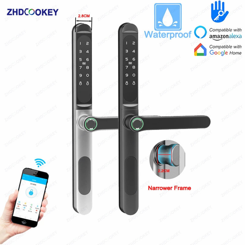 ZHDCOOKEY Fingerprint Biometric Slim Waterproof Smart Door Lock ...