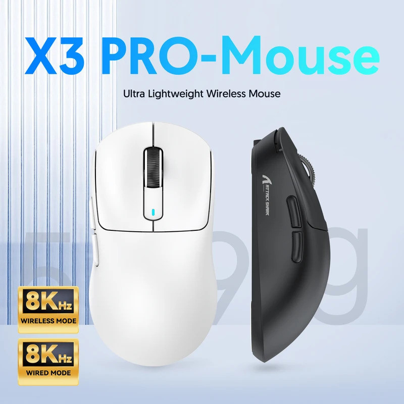 Attack Shark X3/X3Pro Wireless Gaming Mouse, PAW3395 26K DPI, Tri-Mode Connectivity,Lightweight ...