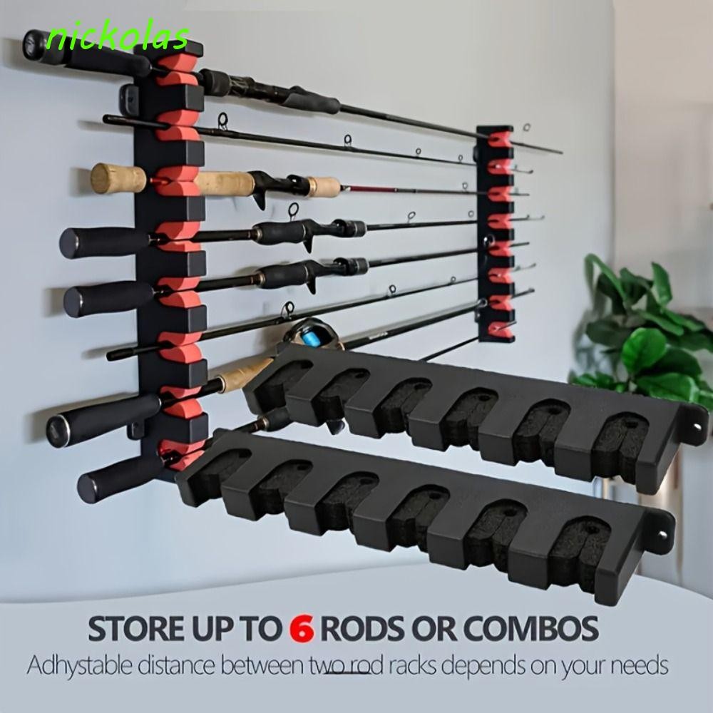 NICKOLAS Fishing Rod Holders, Universal Wall Mount Fishing Rod Display ...